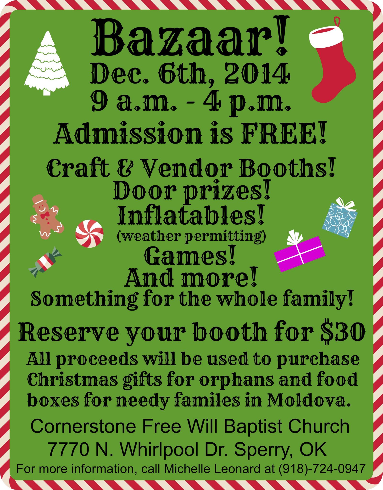 Cornerstone Free Will Baptist Church Christmas Bazaar, December 6 ...