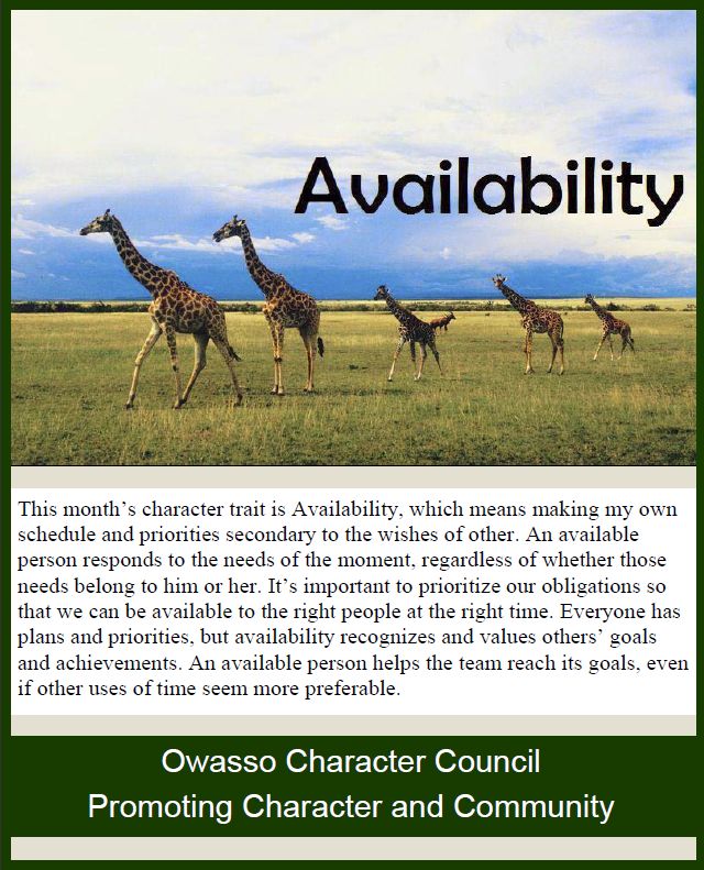 February Character Trait: Availability - Owassoisms.com