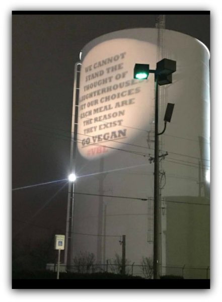 Vegan Message Projected on Owasso Water Tower Monday Night - Owassoisms.com