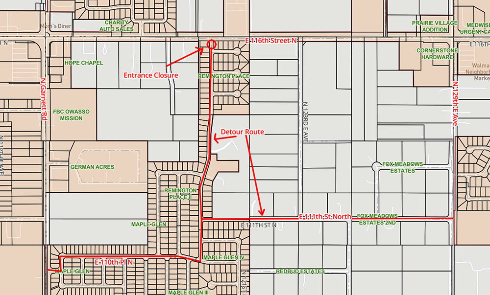 Remington Place 116th Street North Entrance Closure - Owassoisms.com